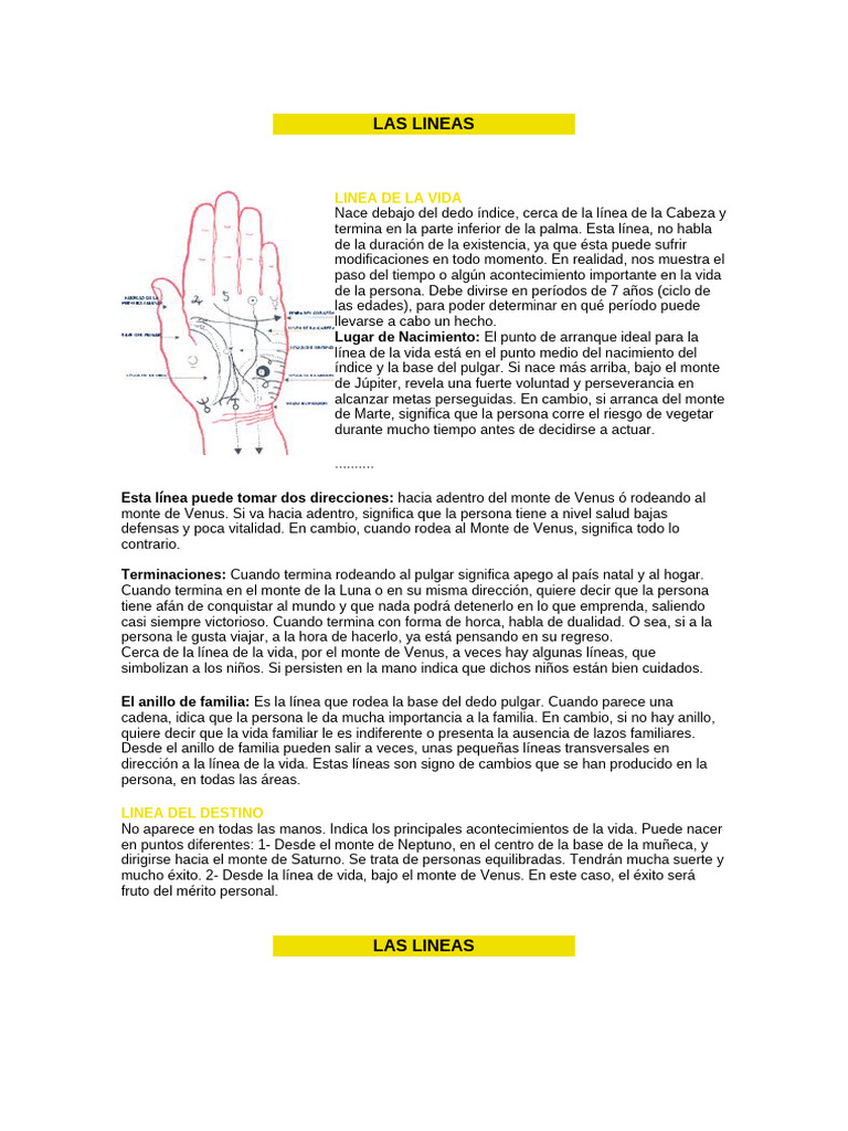 Líneas de la mano y su significado | PDF | Mano | Venus