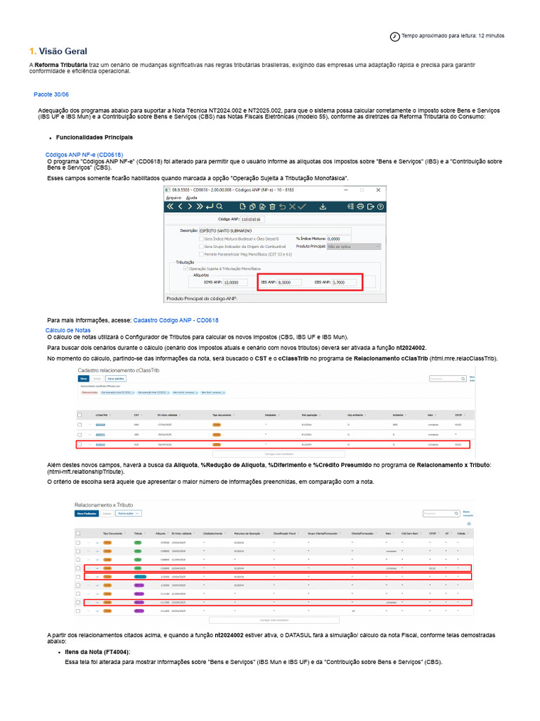 Guia de Uso - Reforma Tributária - Faturamento - Linha Datasul - TDN | PDF | Recibo | Impostos