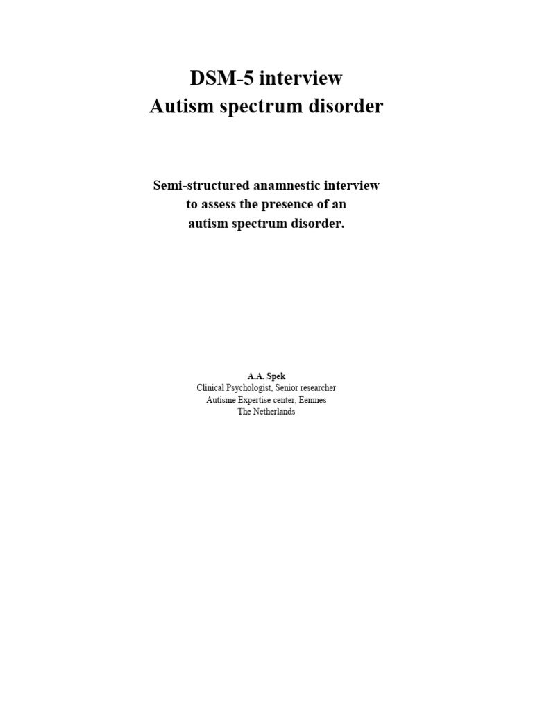 DSM-5 Autism Assessment Interview Guide | PDF | Autism | Mental Disorder