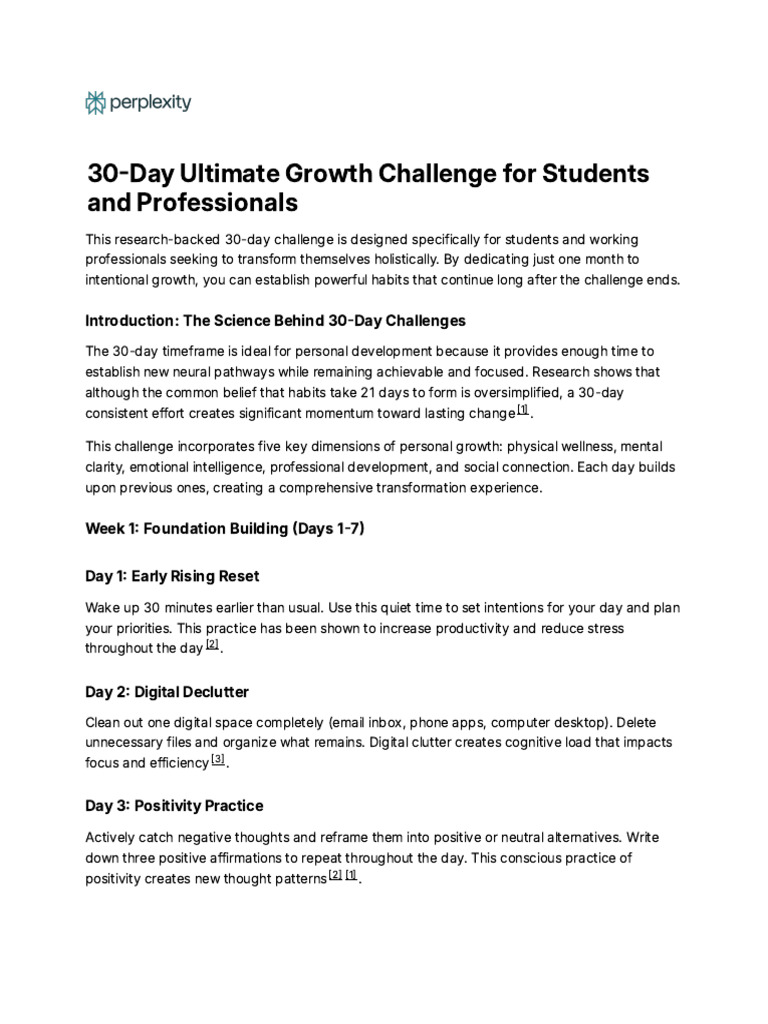 30-Day Personal Growth Challenge Guide | PDF | Personal Development ...