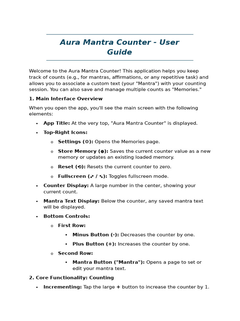 Aura Mantra Counter - User Manual | PDF | Operating System Families ...