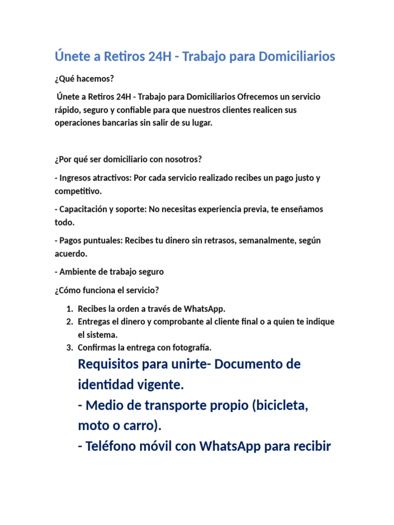 Únete A Retiros 24H Archivo Domi | PDF