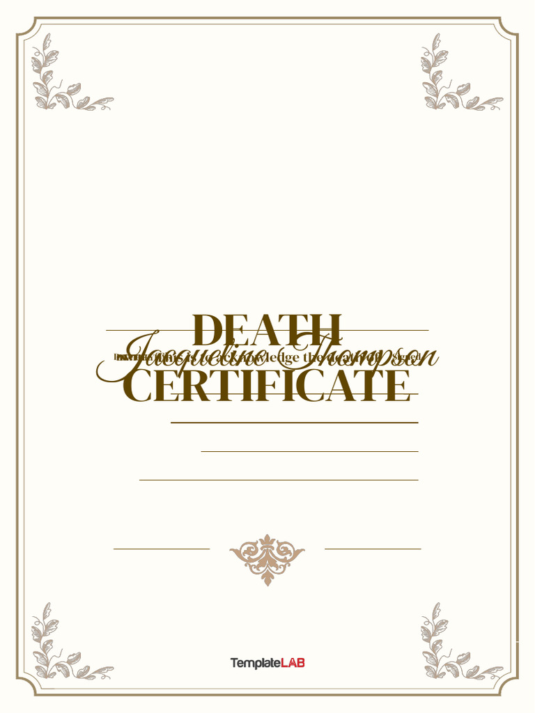 Death Certificate Template 4 | PDF