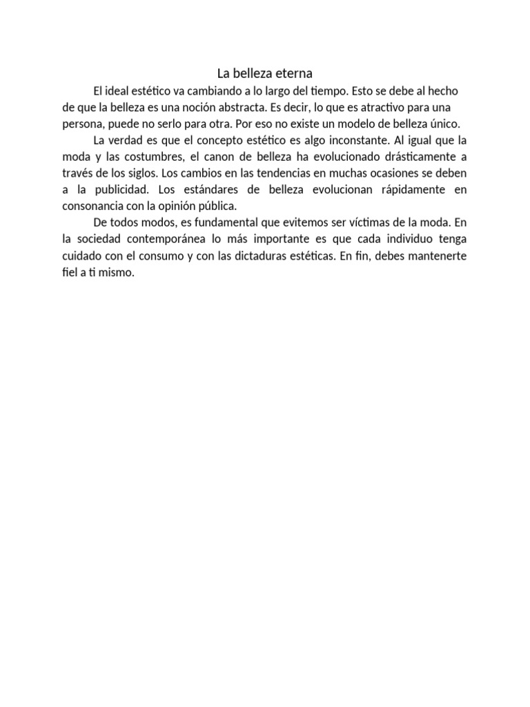 Evolución de la Belleza Eterna | PDF