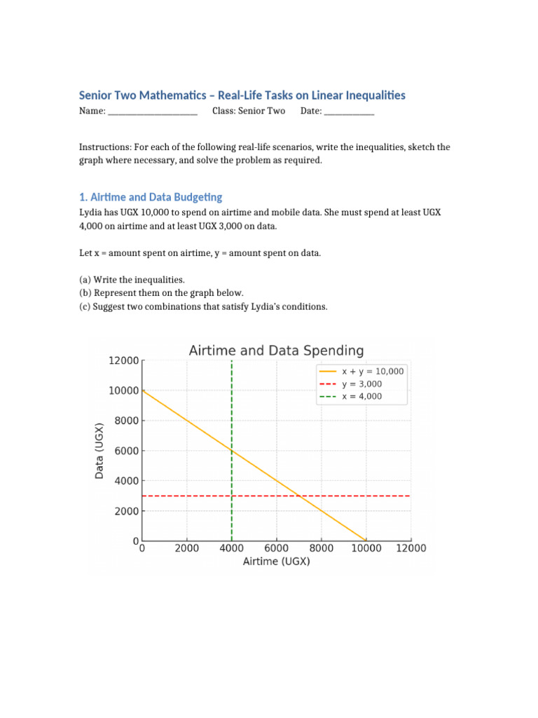 Senior Two Linear Inequalities Tasks | PDF