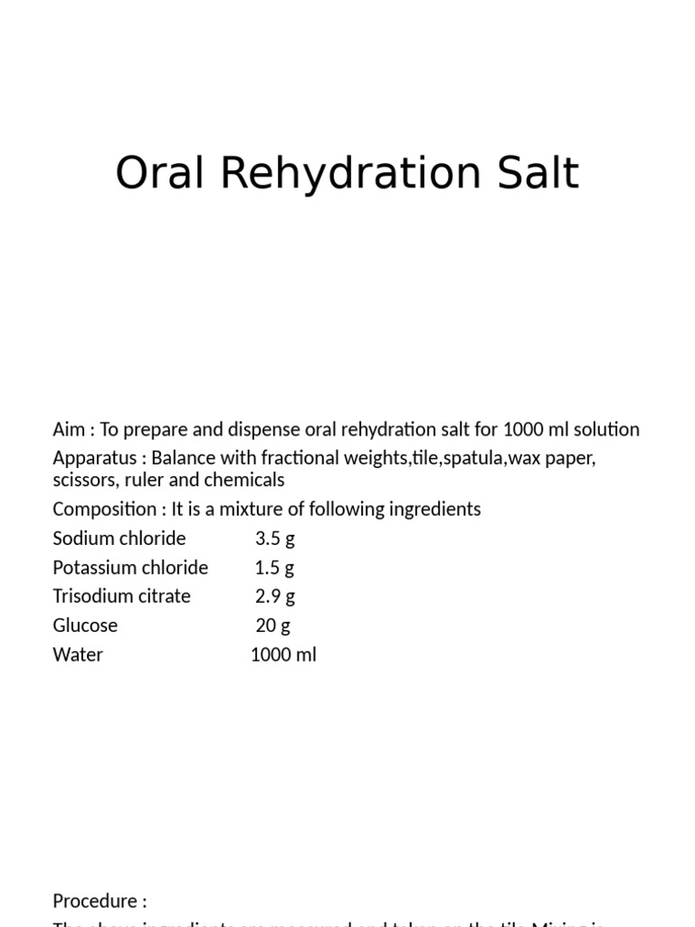 ORS Composition and Preparation Guide | PDF