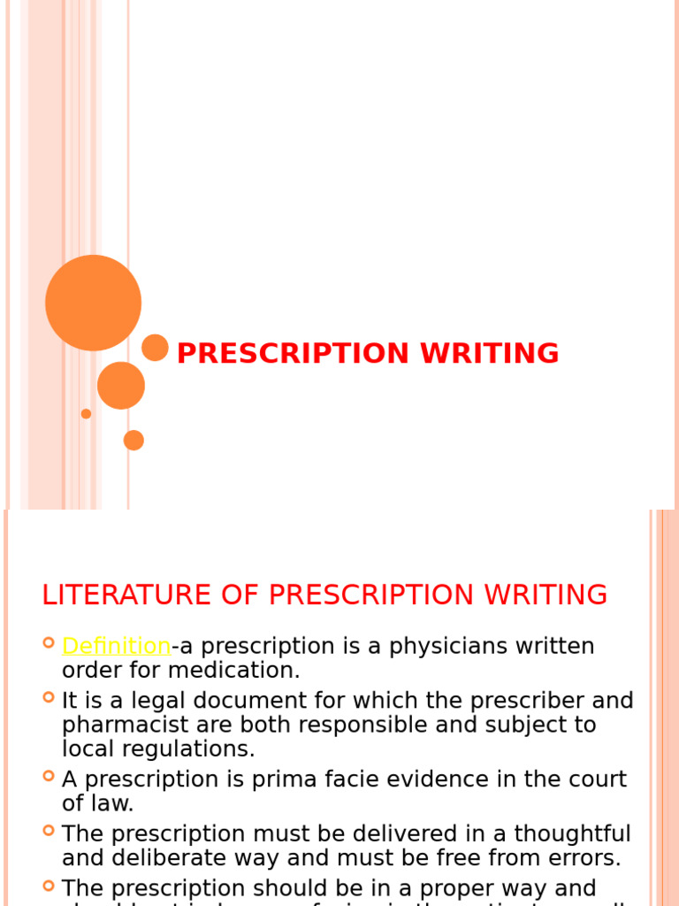Prescription Writing | PDF | Medical Prescription | Pharmacy