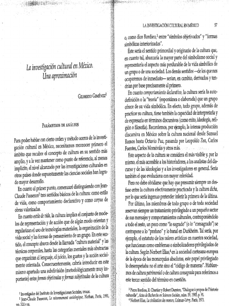 Gimenez Gilberto La Investigacion Cultural PP 56-79 | PDF
