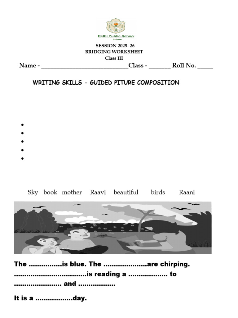 Guided Picture Composition Worksheet | PDF