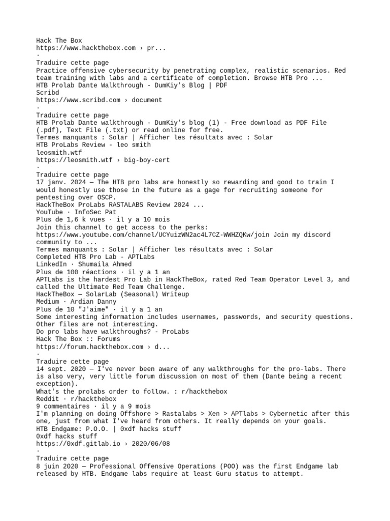 HTB Pro Lab Dante Walkthrough Guide | PDF