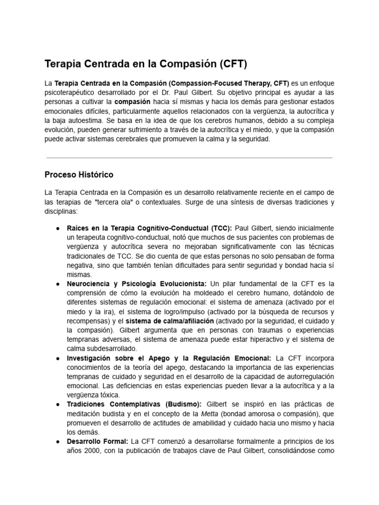 Terapia Centrada en La Compasión (CFT) | PDF | Terapia de conducta cognitiva | Las emociones