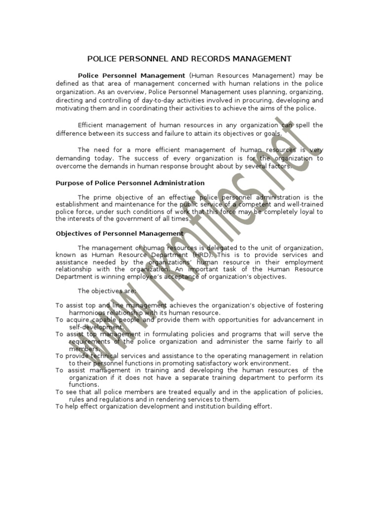 Police Personnel Management Overview | PDF | Employment | Police Officer