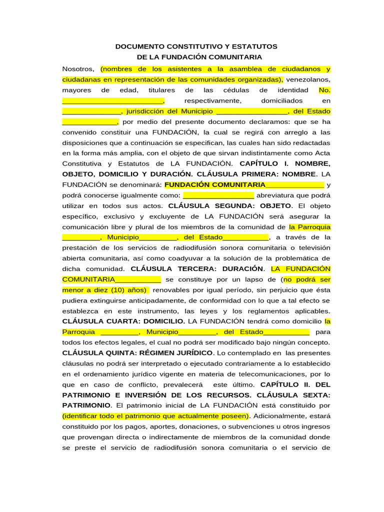 Acta Constitutiva Acar | PDF | Fundación (sin fines de lucro) | Comisión Europea