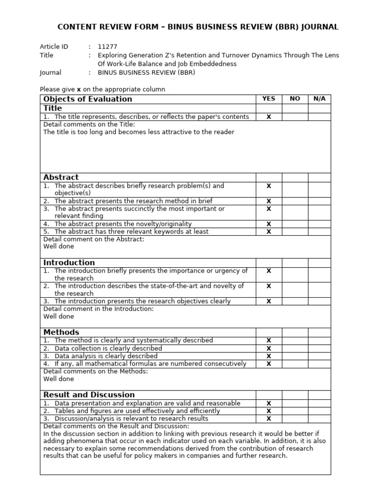 BBR-Review Form 2023 | PDF | Employee Retention | Abstract (Summary)