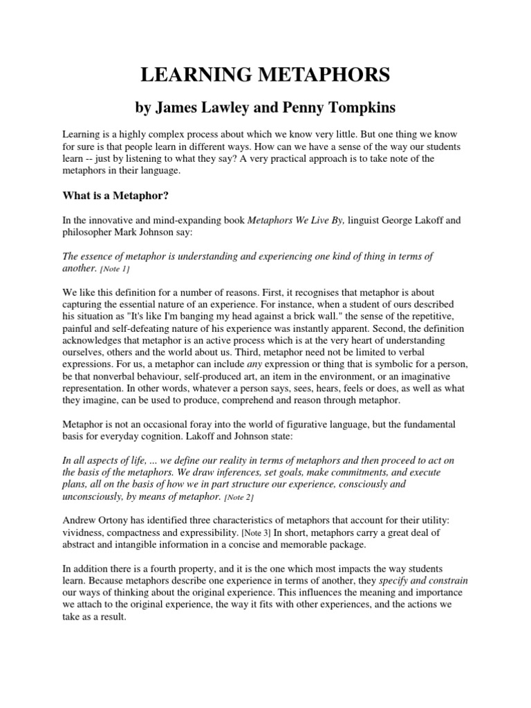 Learning Metaphors | PDF | Metaphor | Concept