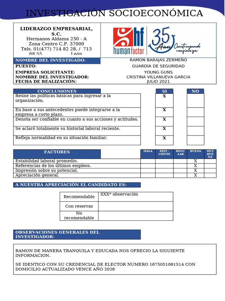 Socio Economico SR - Ramon Barajas Zermeño | PDF