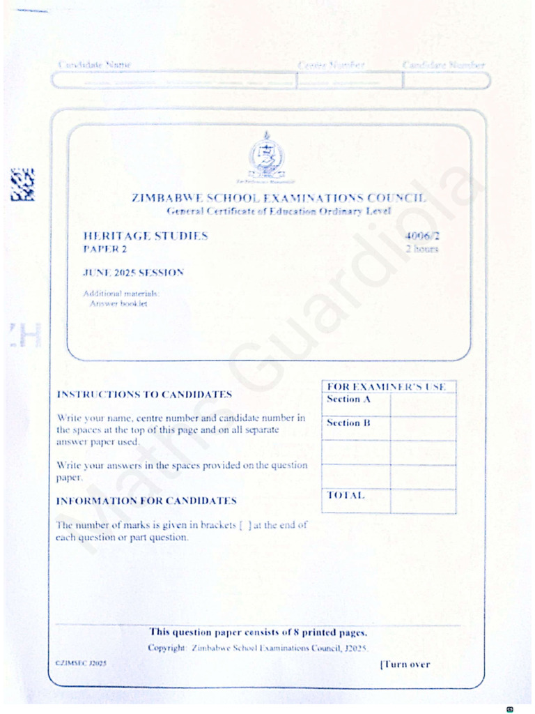 O Level Heritage June 2025 Paper 2-1 | PDF