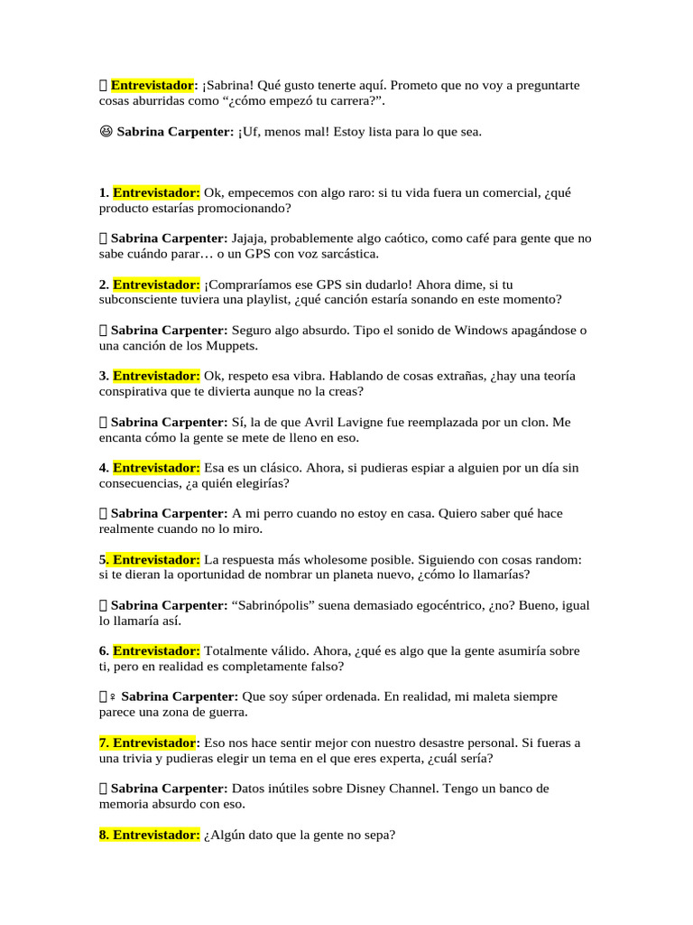Entrevista Sabrina | PDF