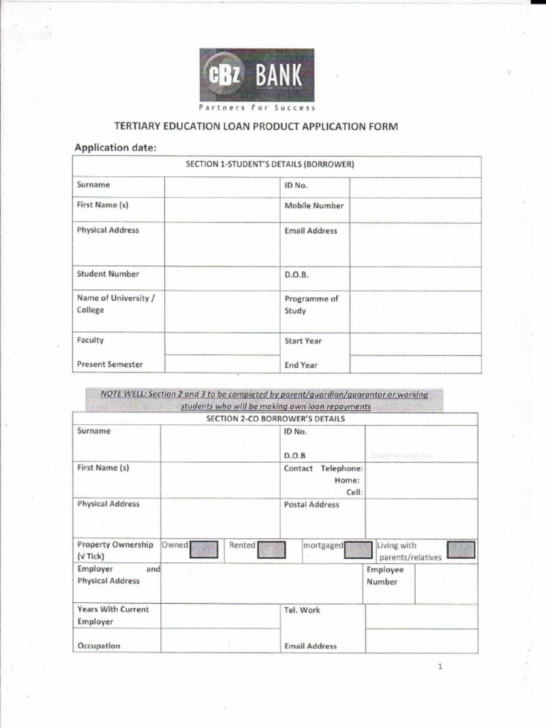 CBZ Application Form | PDF