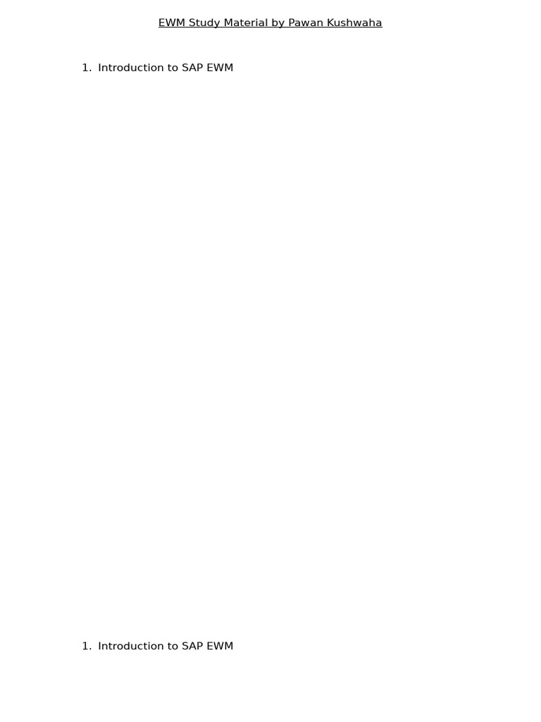 EWM Training Material | PDF