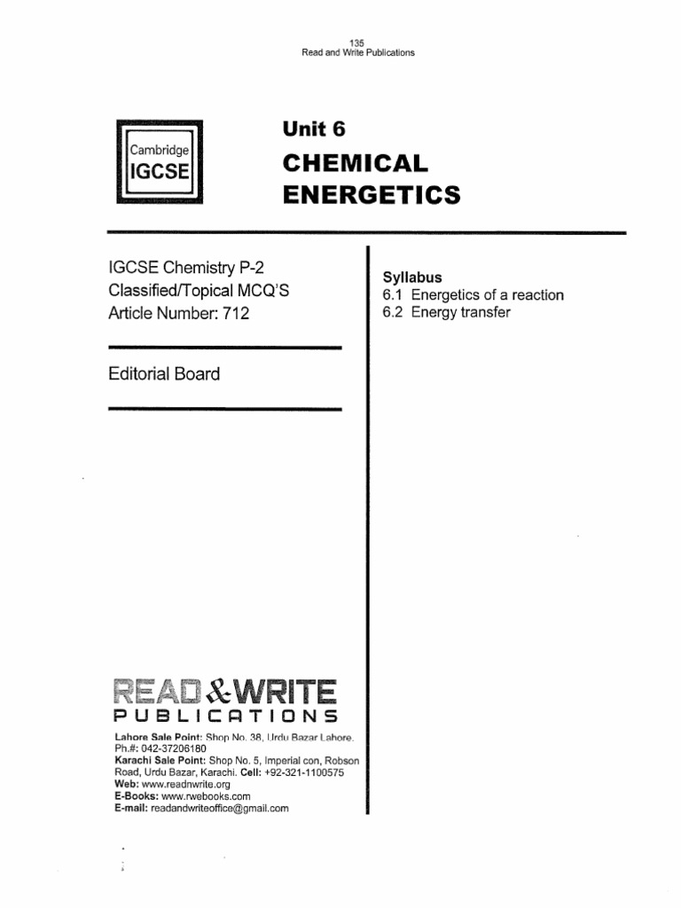 IGCSE-Chemistry-P2-Topical Unit 6 | PDF