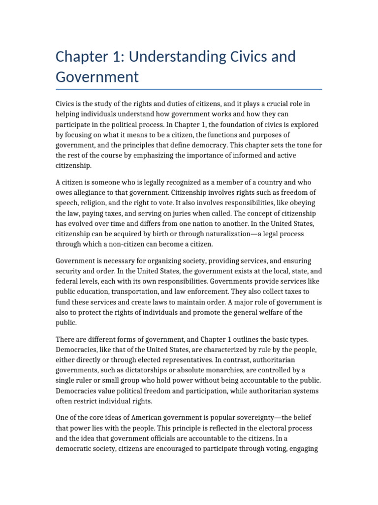 Civics: Rights, Duties, and Government | PDF | Citizenship | Democracy