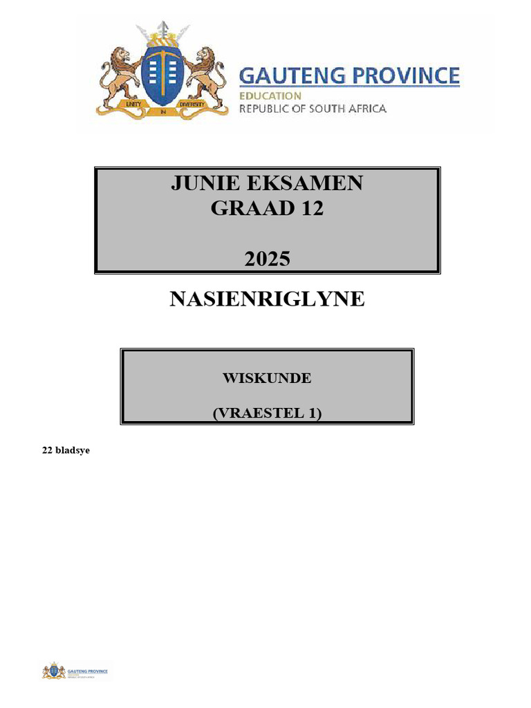 Official GR 12 Mathematics P1 Afr MG | PDF