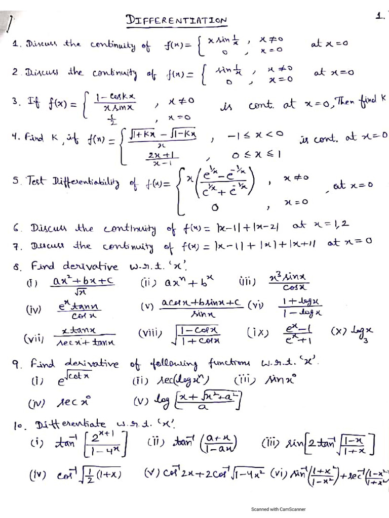 12 Continuity and Differentiability - 1 | PDF