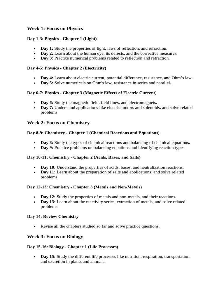 4-Week Study Plan for Science & Math | PDF | Trigonometry | Geometry