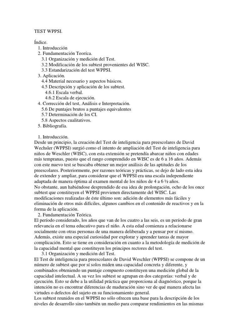 Test Wppsi | PDF