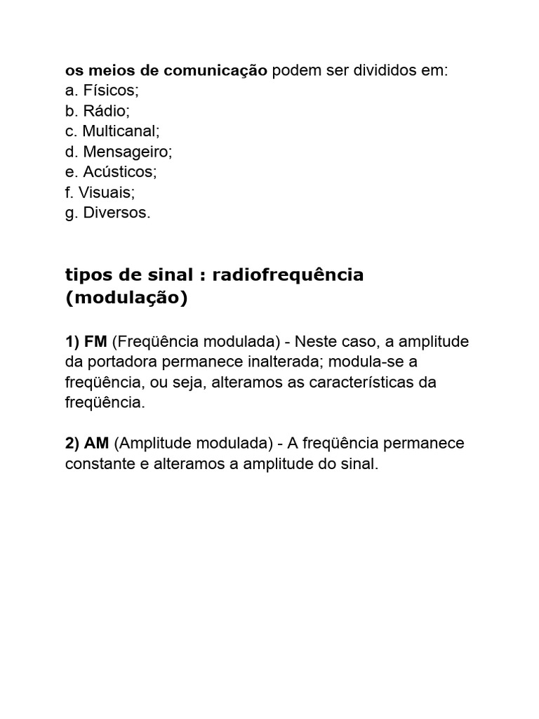 Tipos de Fonia e Modulação de Sinais | PDF