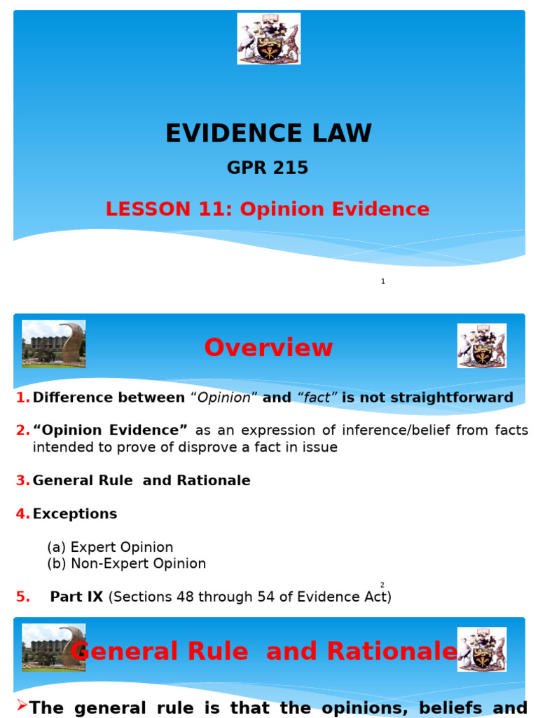 Understanding Opinion Evidence in Law | PDF | Expert Witness | Evidence ...