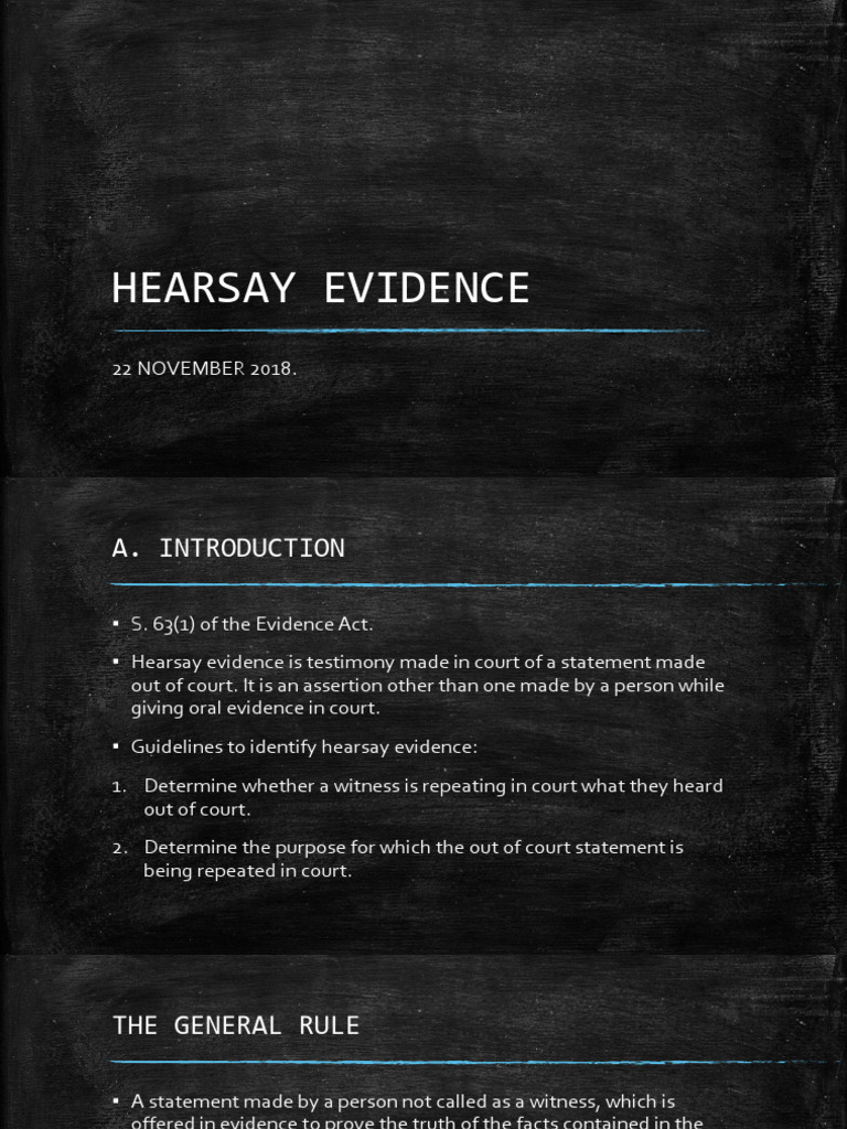 Lecture 6 - Hearsay Evidence | PDF | Hearsay In United States Law | Hearsay
