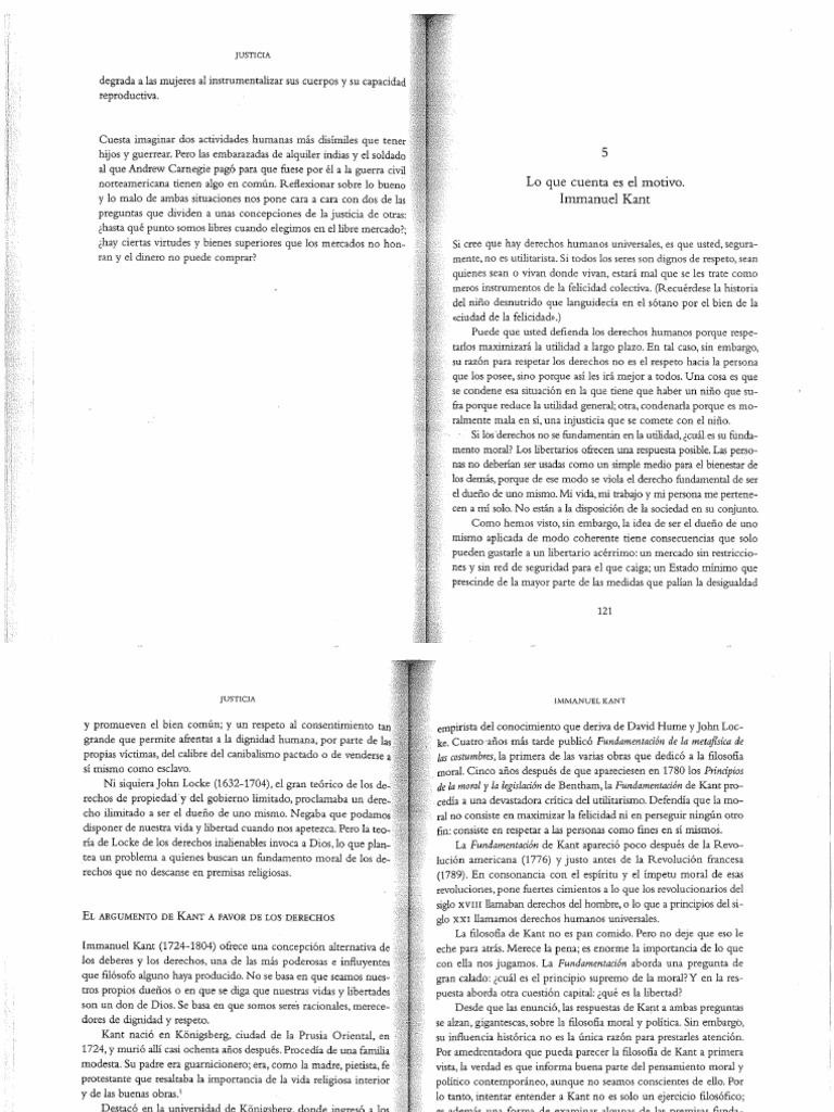 Sandel Michael - Kant - Justicia - ¿Hacemos Lo Que Debemos - , Extracto Cap. V - "Lo Que Cuenta ...