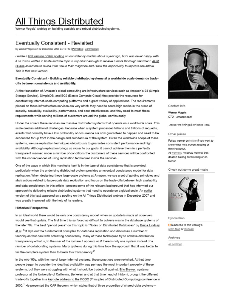 Eventually Consistent - Revisited - All Things Distributed | PDF | Replication (Computing ...