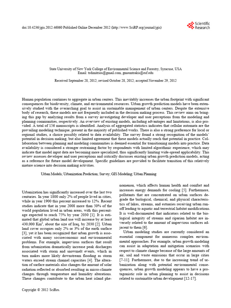 Urban Growth Prediction: A Review of Computational Models and Human ...