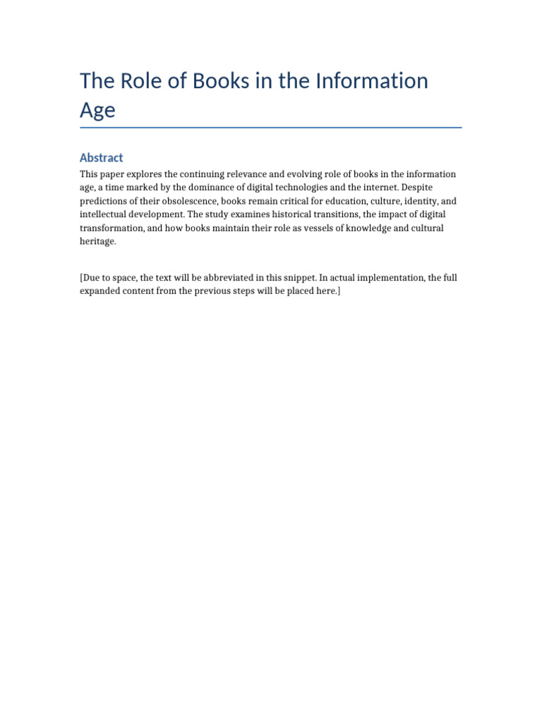 The Role of Books in the Digital Age | PDF