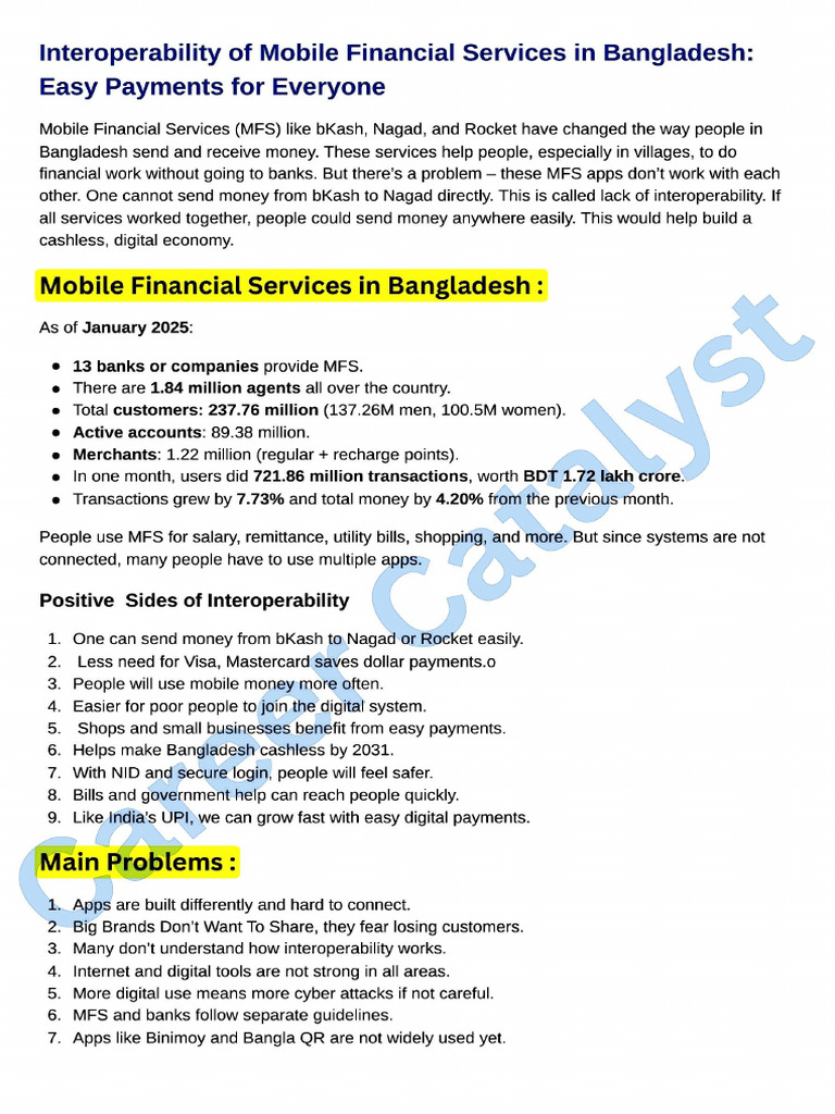 Interoperability of Mobile Financial Services in Bangladesh Easy | PDF