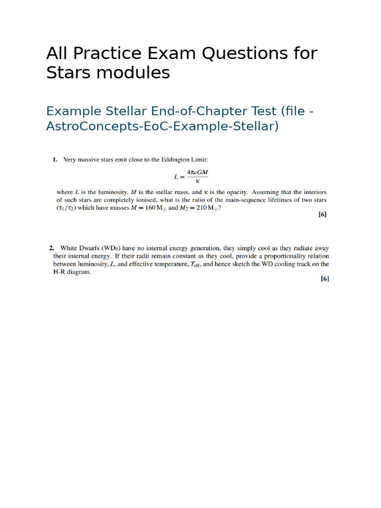 Comprehensive Stars Exam Practice Questions | PDF