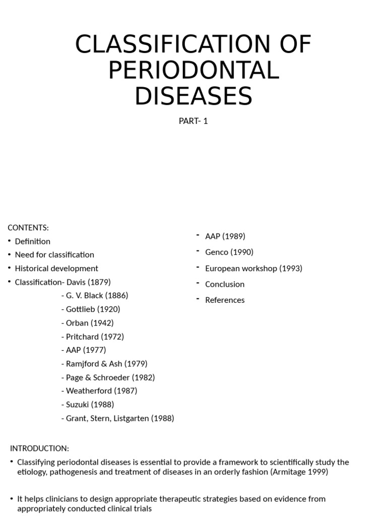 Classification of Periodontal Diseases | PDF | Periodontology | Medical Specialties