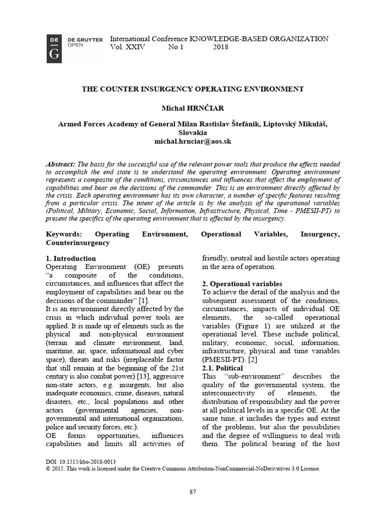 The Counter Insurgency Operating Environment | PDF | Insurgency ...
