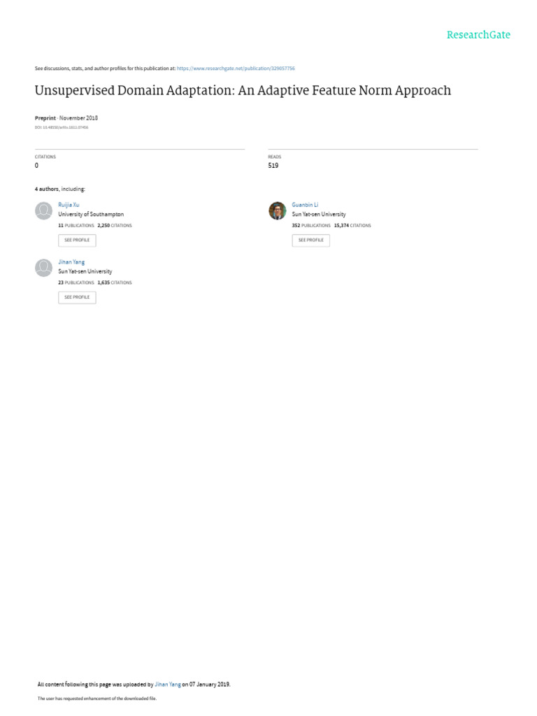 Unsupervised Domain Adaptation An Adaptive Feature | PDF | Deep ...