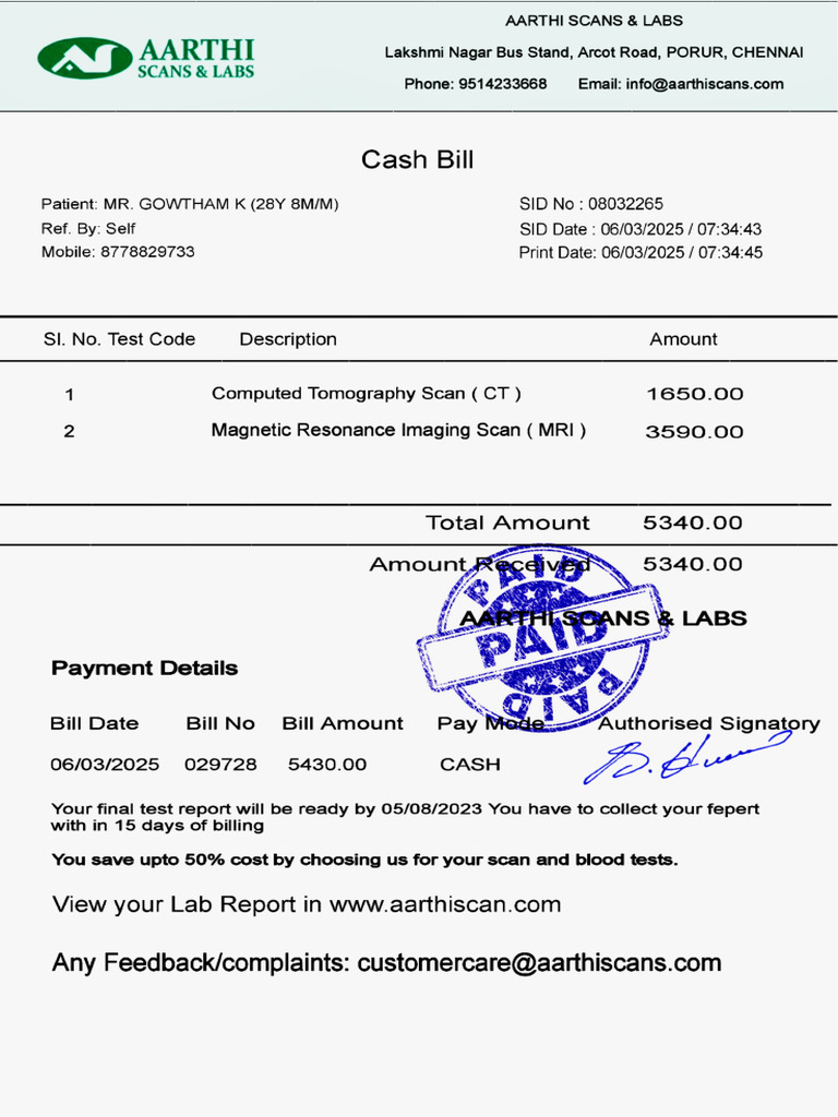 Aarthi Scans & Labs | PDF