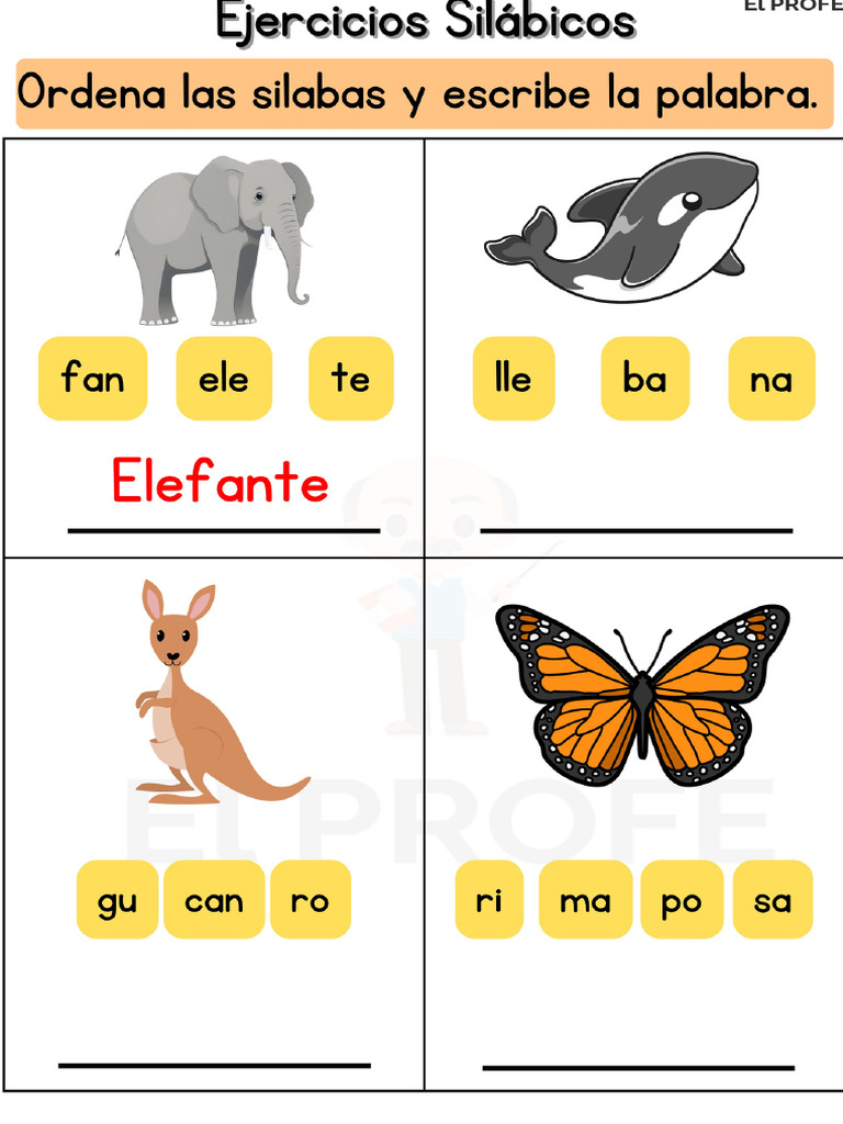Ordena Correctamente La Palabra - Silabas | PDF