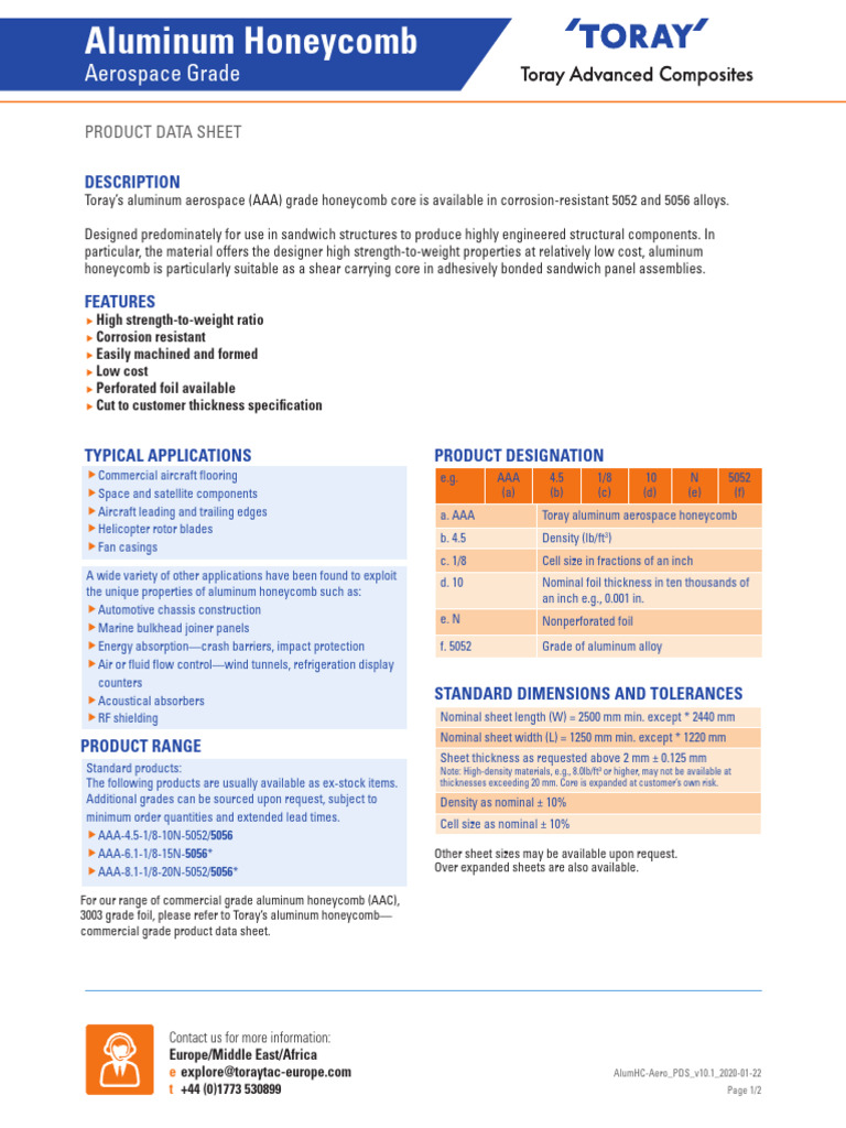 Aluminum Honeycomb Core Aerospace Grade PDS | PDF | Strength Of ...