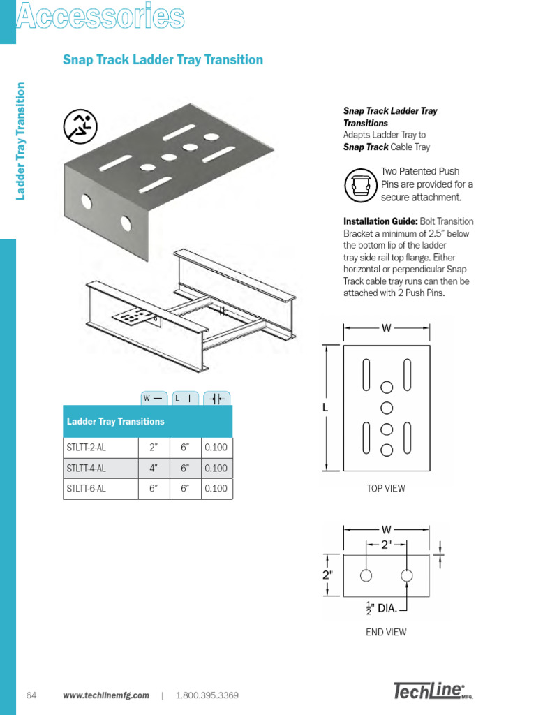 ST Cutsheet Snaptrack Ladder Tray Transition | PDF