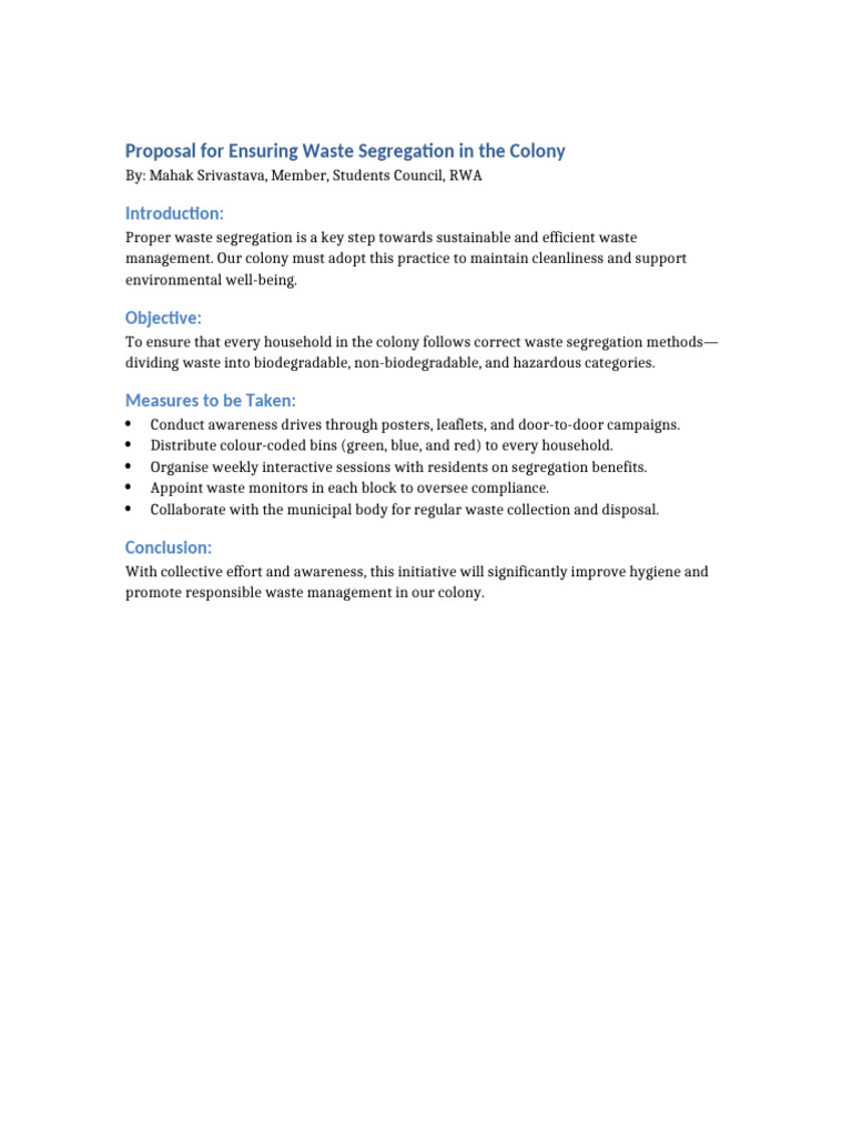 Proposal Waste Segregation | PDF