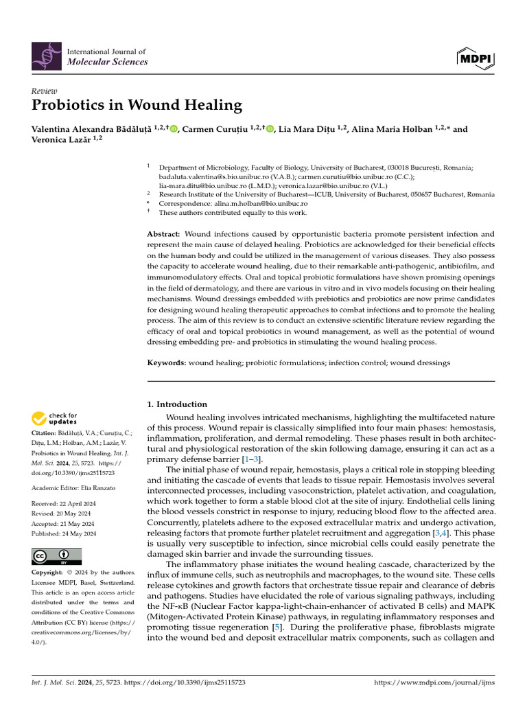 Probiotics for Enhanced Wound Healing | PDF | Wound Healing | Probiotic