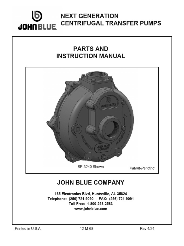 John Blue Centrifugal Pump Manual | PDF | Pump | Valve