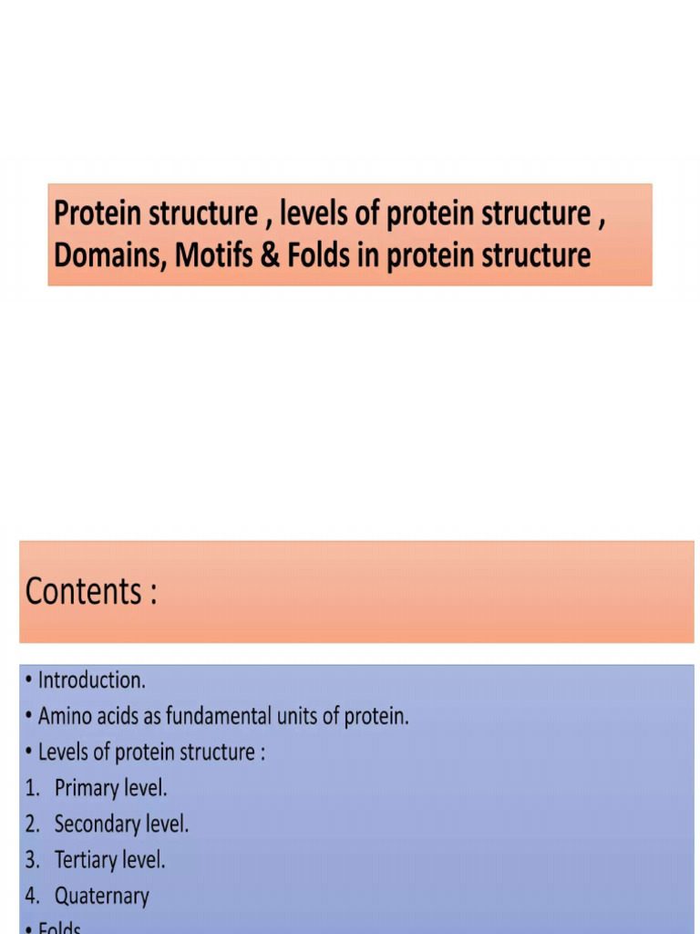 Protein Structure, Level of Protein Structure | PDF